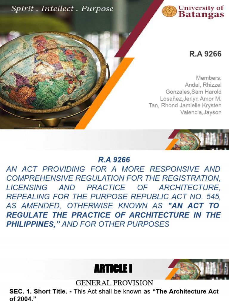 Ra - 9266 | PDF | Licensure | Architect
