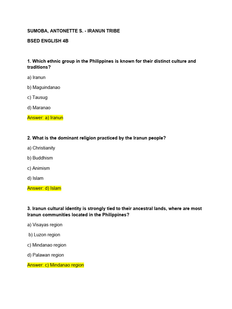Sumoba Antonette Iranun Tribe | PDF