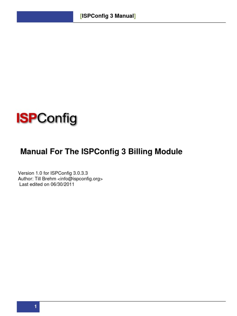 ISPConfig 3 Billing Module Guide | PDF | Invoice | Software
