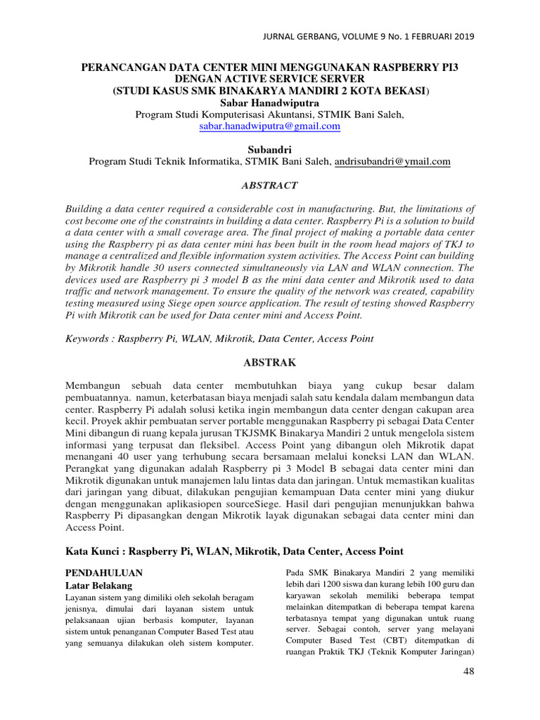 7+Sabar+Hanadwiputra+PERANCANGAN+DATA+CENTER+MINI+MENGGUNAKAN+RASPBERRY ...