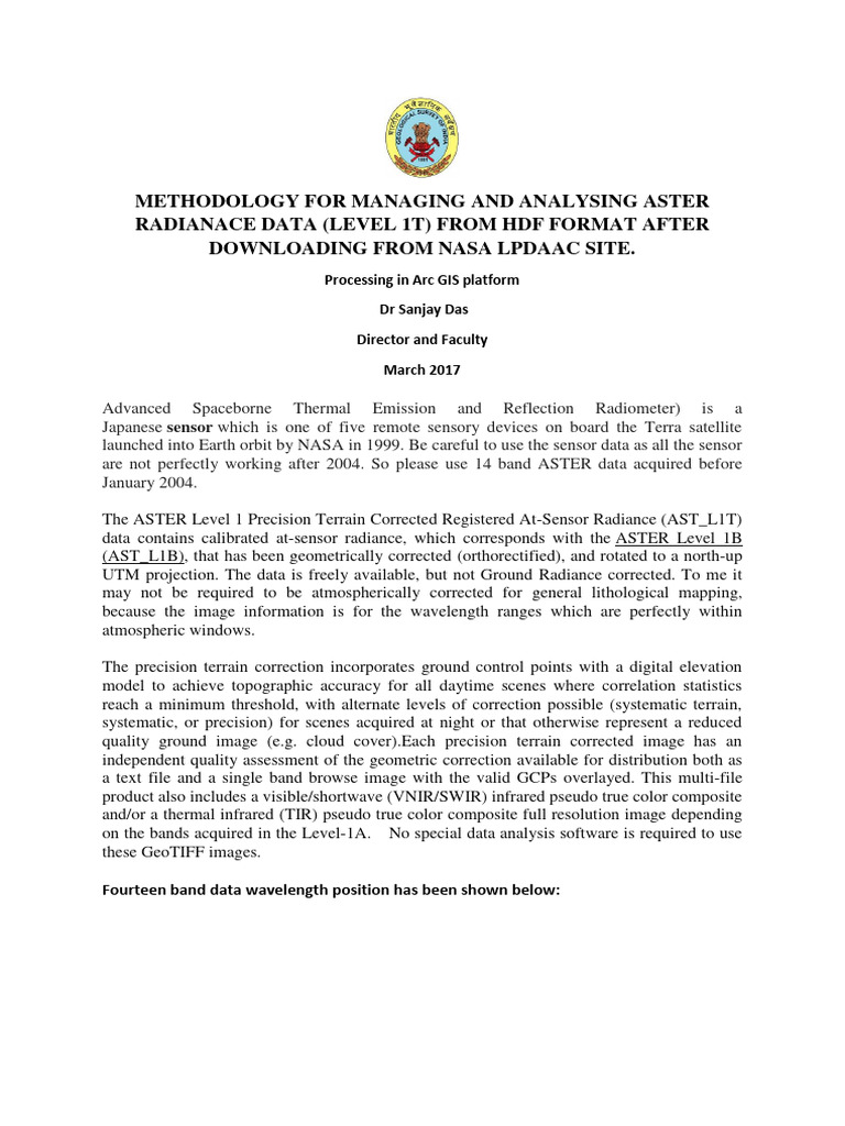 Methodology Aster Data Management in Arc Gis | PDF | Infrared