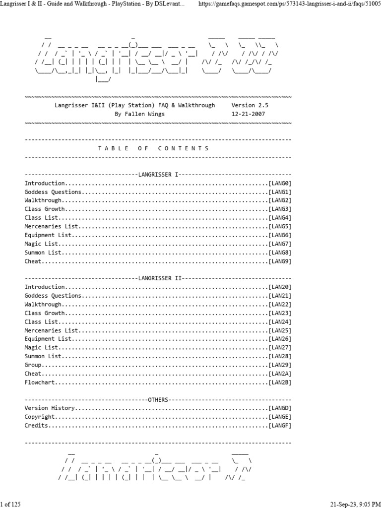 Langrisser I & II - Guide and Walkthrough - PlayStation - by ...