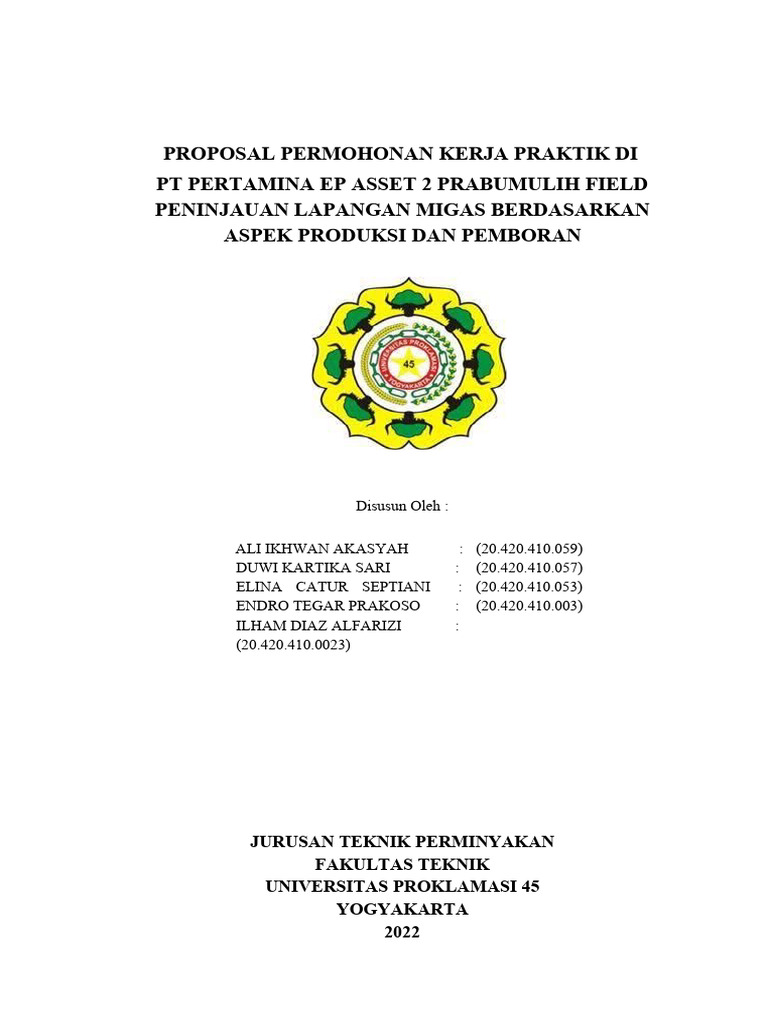 PROPOSAL KP PT Pertamina EP Asset 2 | PDF | Seni