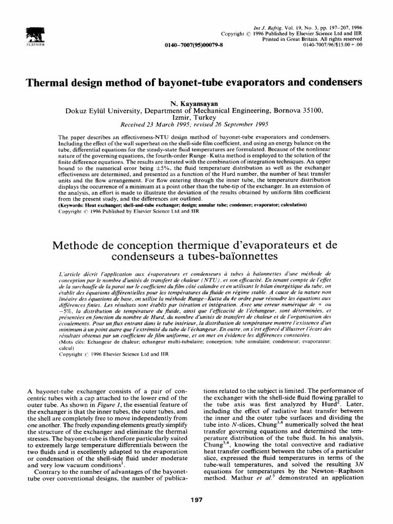 Thermal Design Method of Bayonet-Tube Evaporators and Condensers | PDF ...