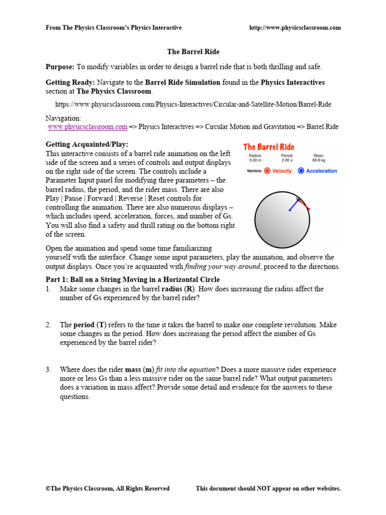 The Barrel Activity | PDF | Force | Physics
