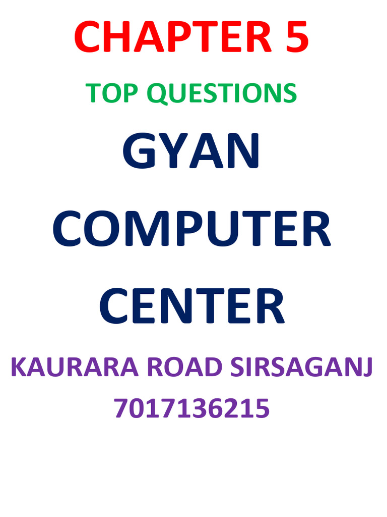 Chapter 5.question Answer PDF | PDF