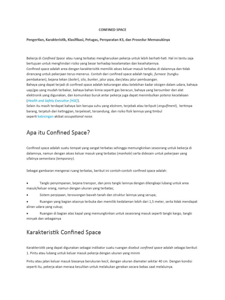 Confined Spaces | PDF