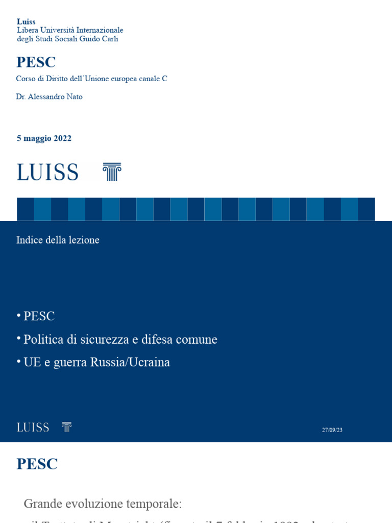 Lezione 5 Maggio 2022 PESC Diritto UE Canale C | PDF