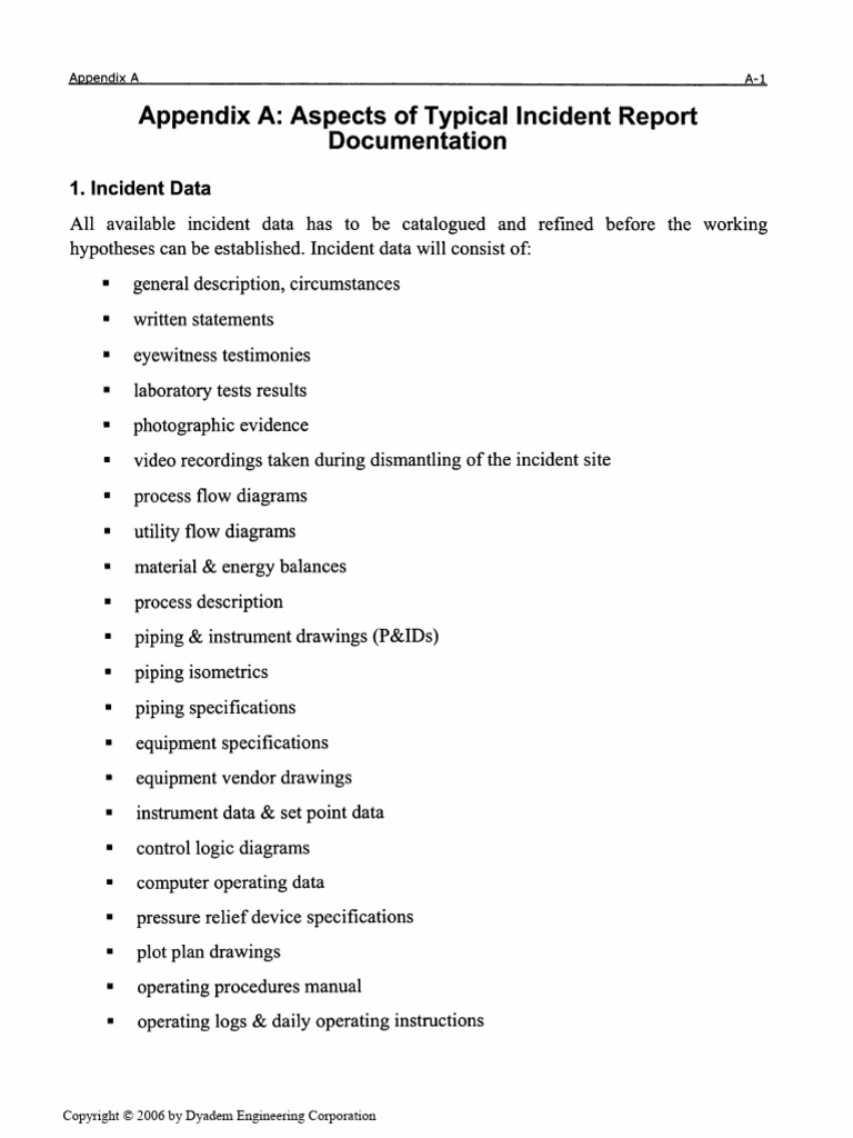 Appendix A: Aspects of Typical Incident Report Documentation | PDF | Emergency Department | Injury