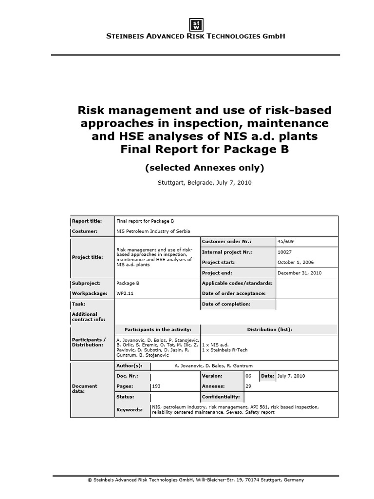 Risk Management and Use of Risk-Based Approaches in Inspection ... Risk Management and Use of Risk-Based Approaches in Inspection ...