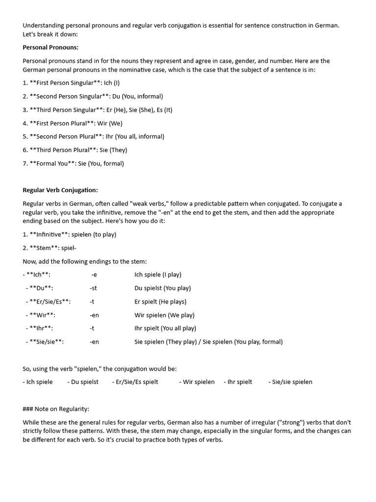 PersonalPronouns_Verbs_SentenceStructure_Exercises | PDF | Grammatical ...