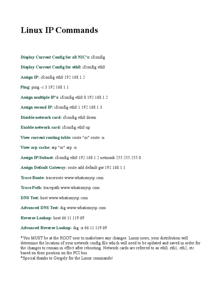 Linux Ip Comand | PDF
