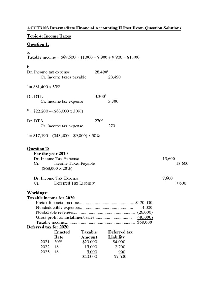 Income Taxes Solutions | PDF