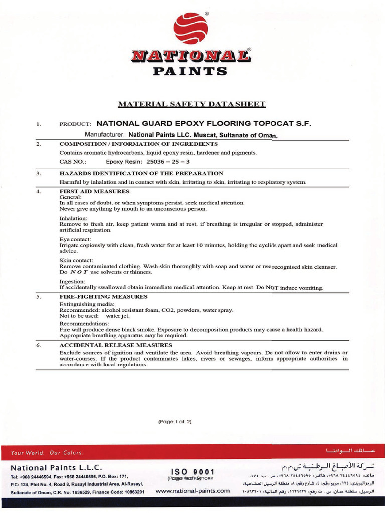 MSDS - Guard Epoxy Flooring Topcoat SF | PDF