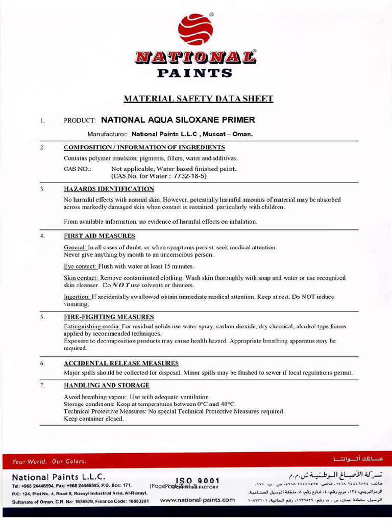 MSDS - Aqua Siloxane - Oman | PDF