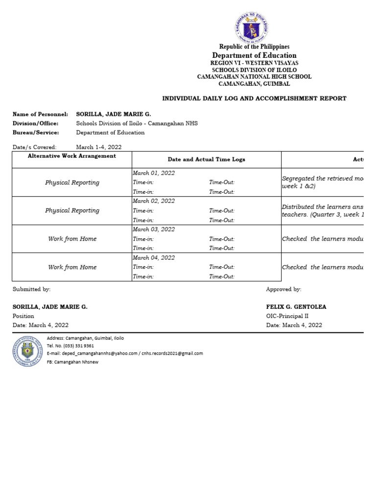 IDLAR - MARCH-2022-SORILLA, Jade Marie G. | PDF | Educational ...