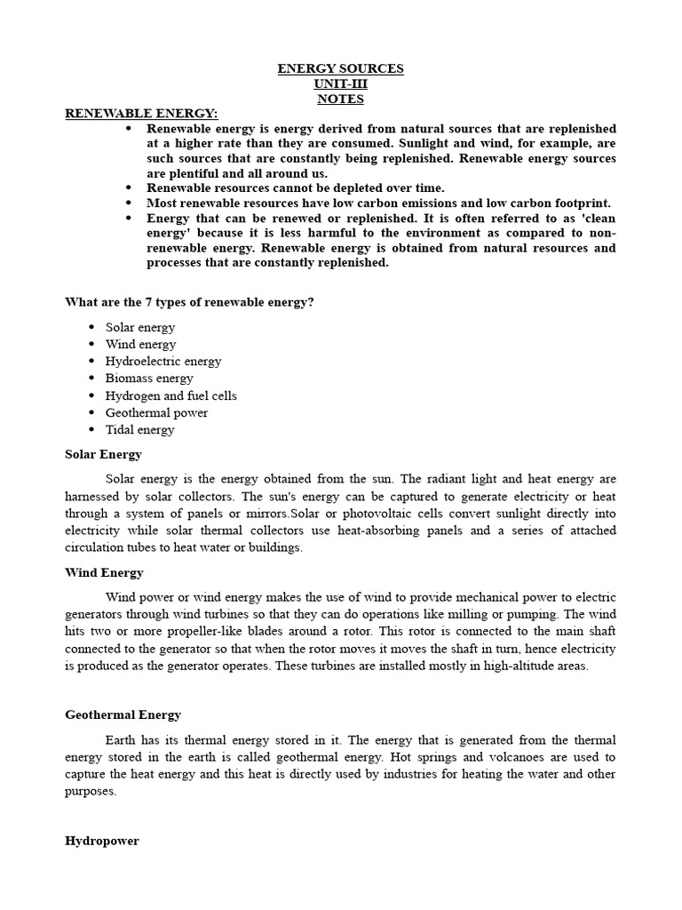 Unit III Notes | PDF | Wind Power | Wind Turbine Unit III Notes | PDF | Wind Power | Wind Turbine
