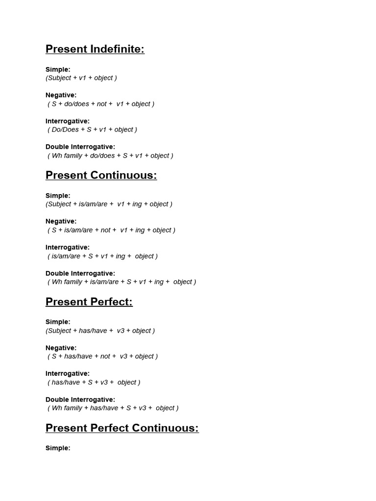 Tenses and Double Interrogative Structures | PDF