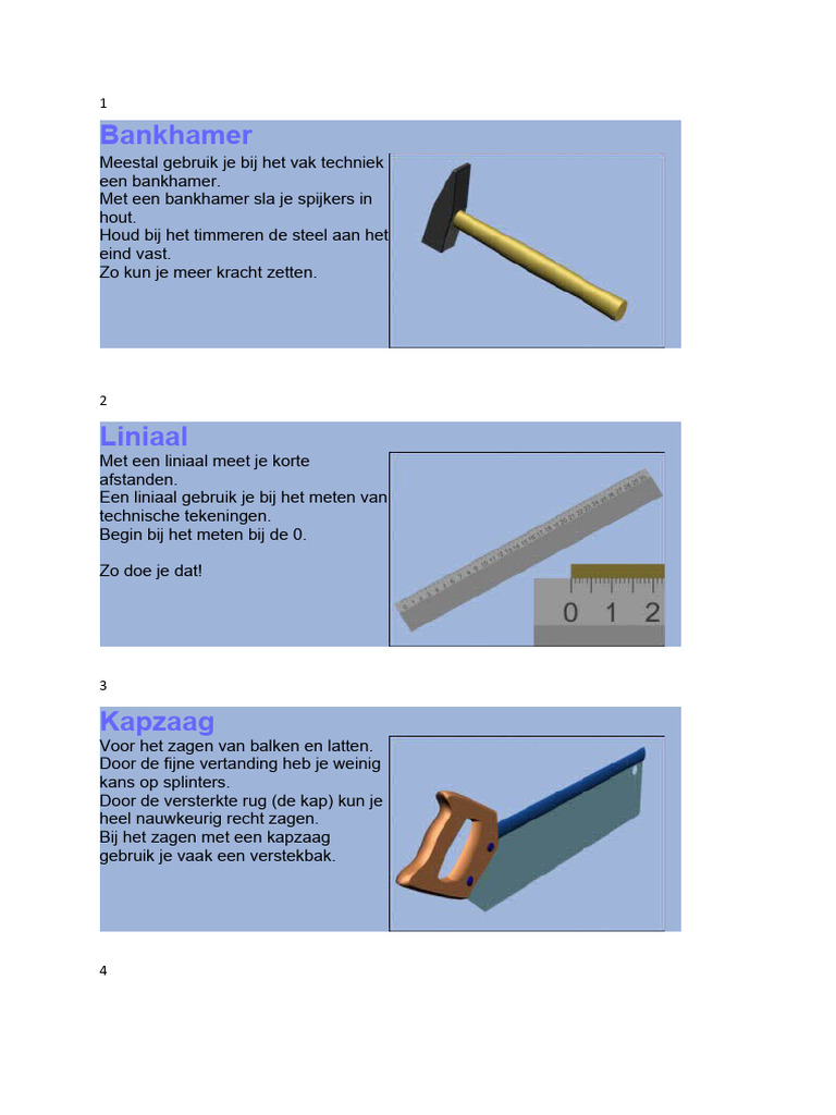 Techniek Leren Gereedschappen | PDF