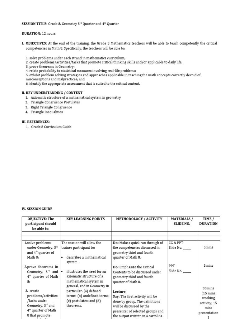 SG Math Grade 8 Second Quarter | PDF | Mathematics | Geometry