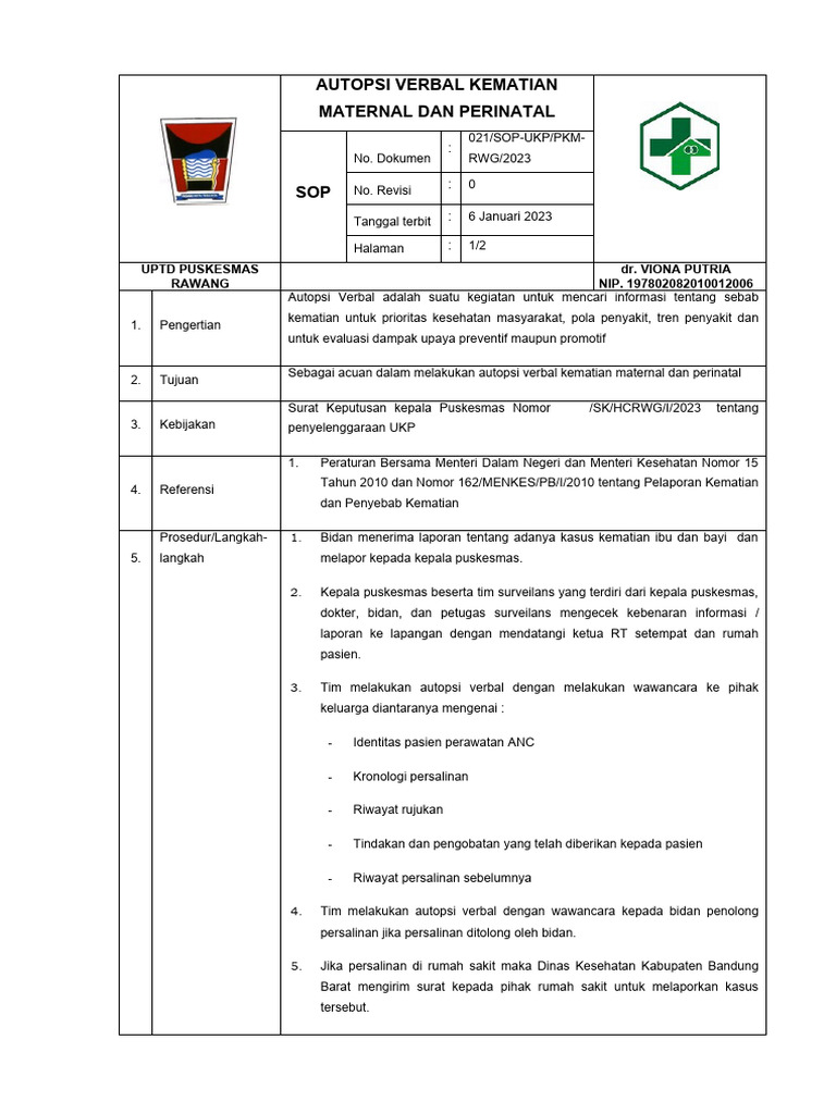 Sop Maternal Perinatal | PDF