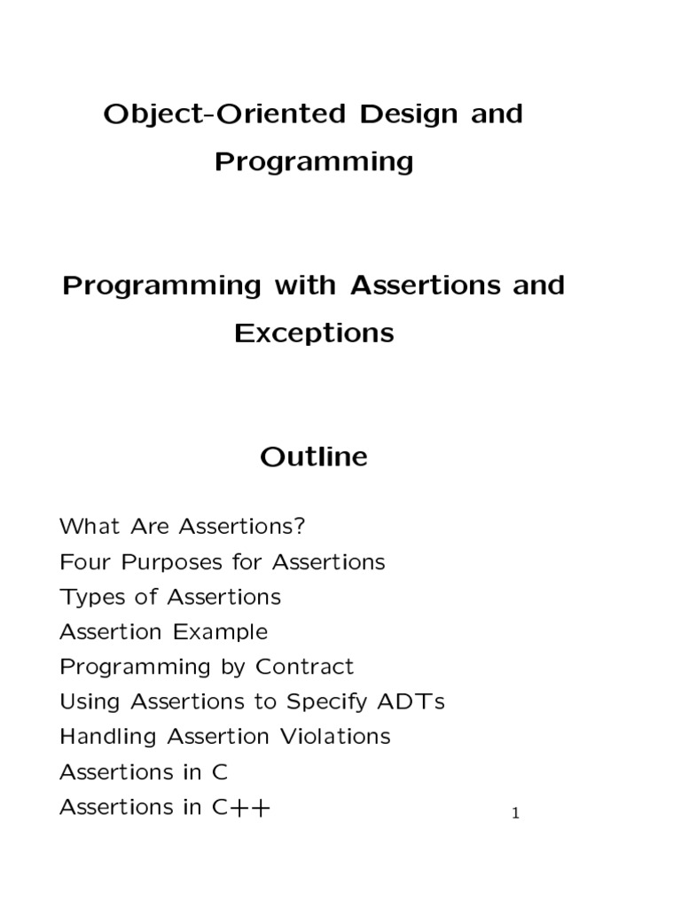 C Assertions And Exceptions Pdf C Class Computer Programming 9688
