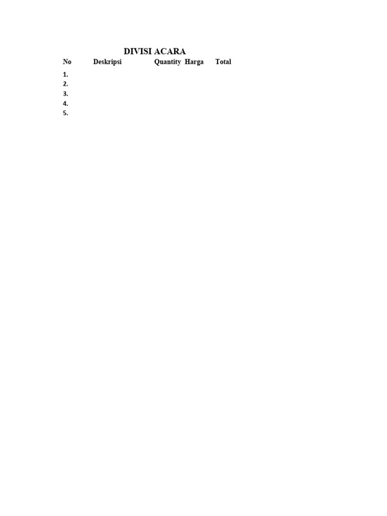 Format RAB Setiap Divisi | PDF
