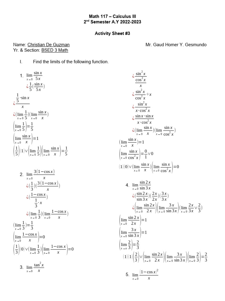 Sheet 3 Calculus III CDG | PDF