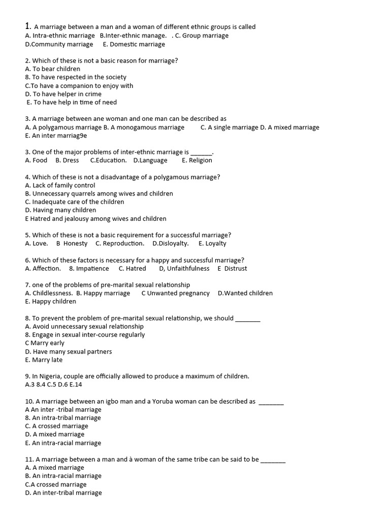 G6 Mock | PDF | Nigeria | Marriage