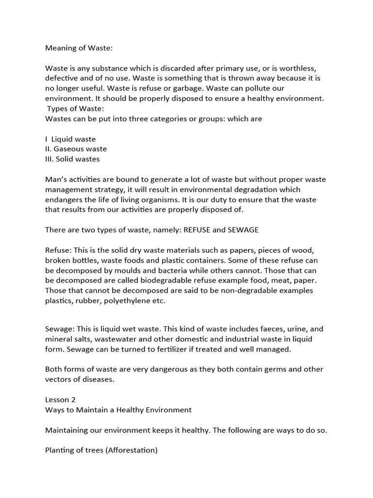 Meaning of Waste | PDF
