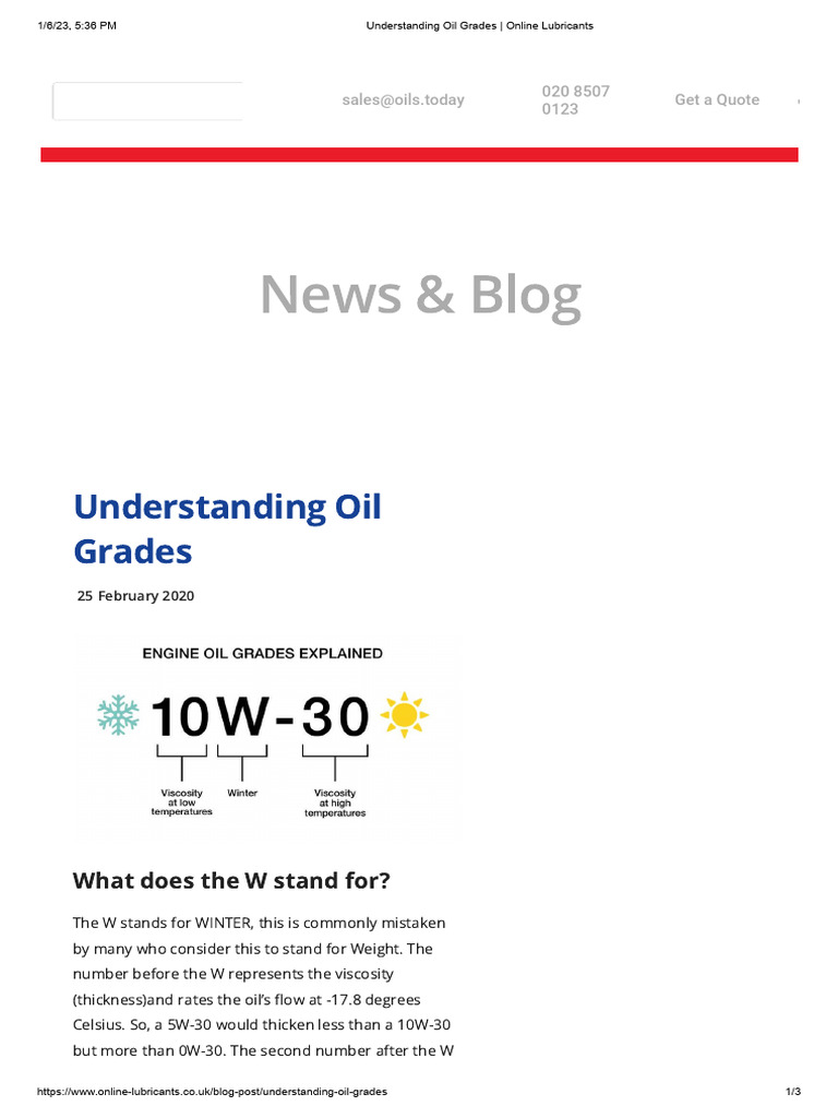 Understanding Oil Grades - Online Lubricants | PDF | Motor Oil | Liquids