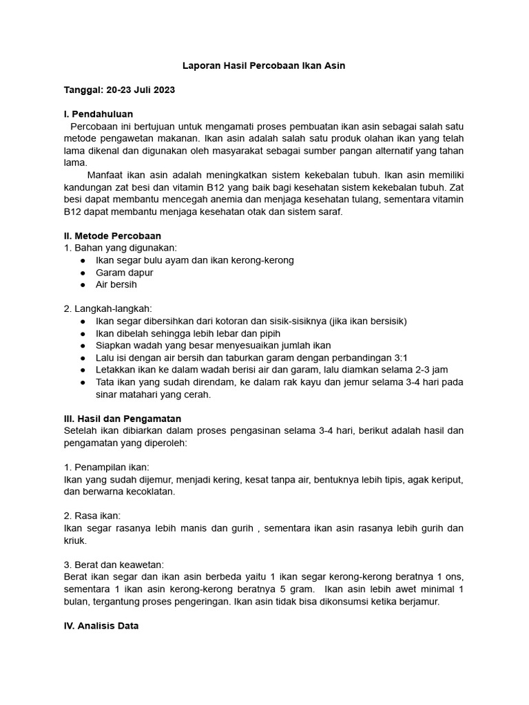 Teks LHP Ikan Asin | PDF