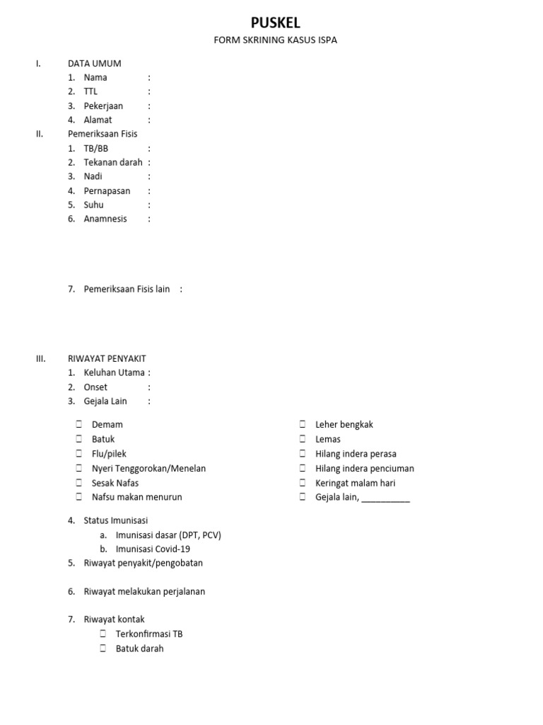 PUSKEL FORM SKRINING ISPA | PDF