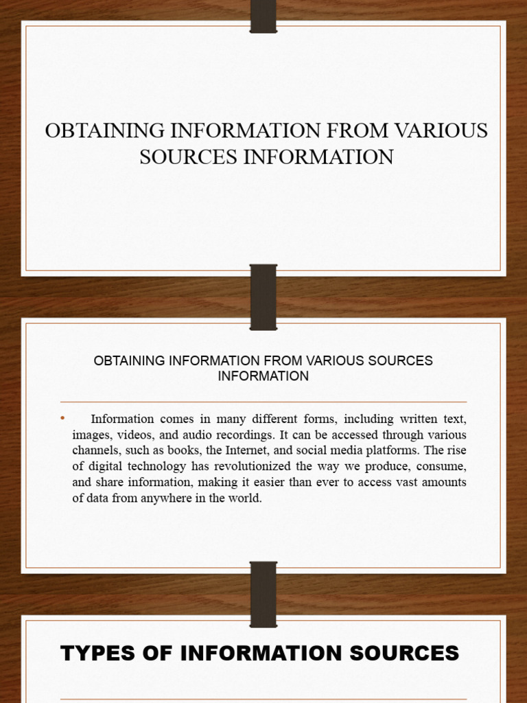 Obtaining Information From Various Sources Information 1 | PDF