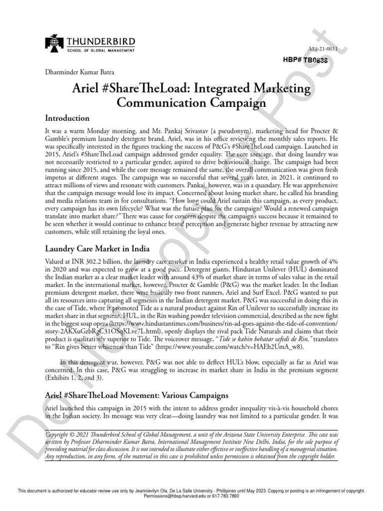 Ariel Case Study | PDF | Brand | Procter & Gamble