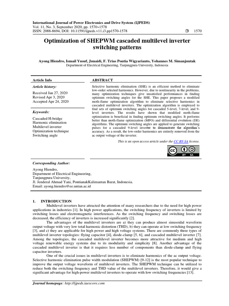 Optimization of Shepwm Cascaded | PDF