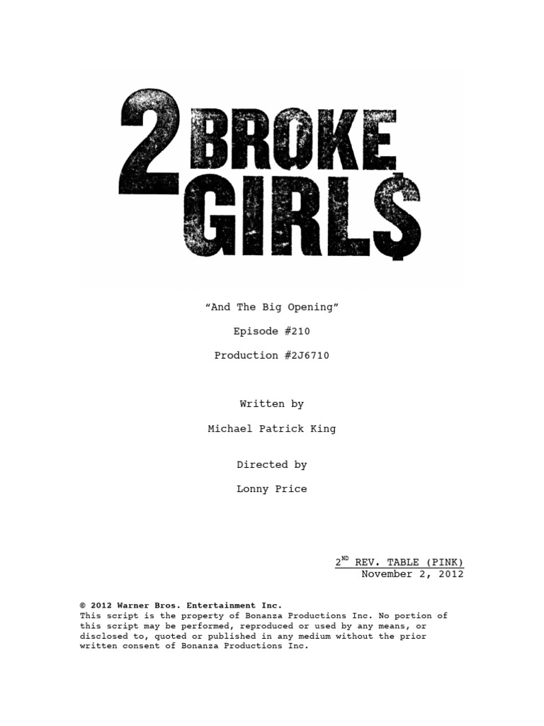 2 Broke Girls BG 210 2ND REV TABLE 11-2 | PDF