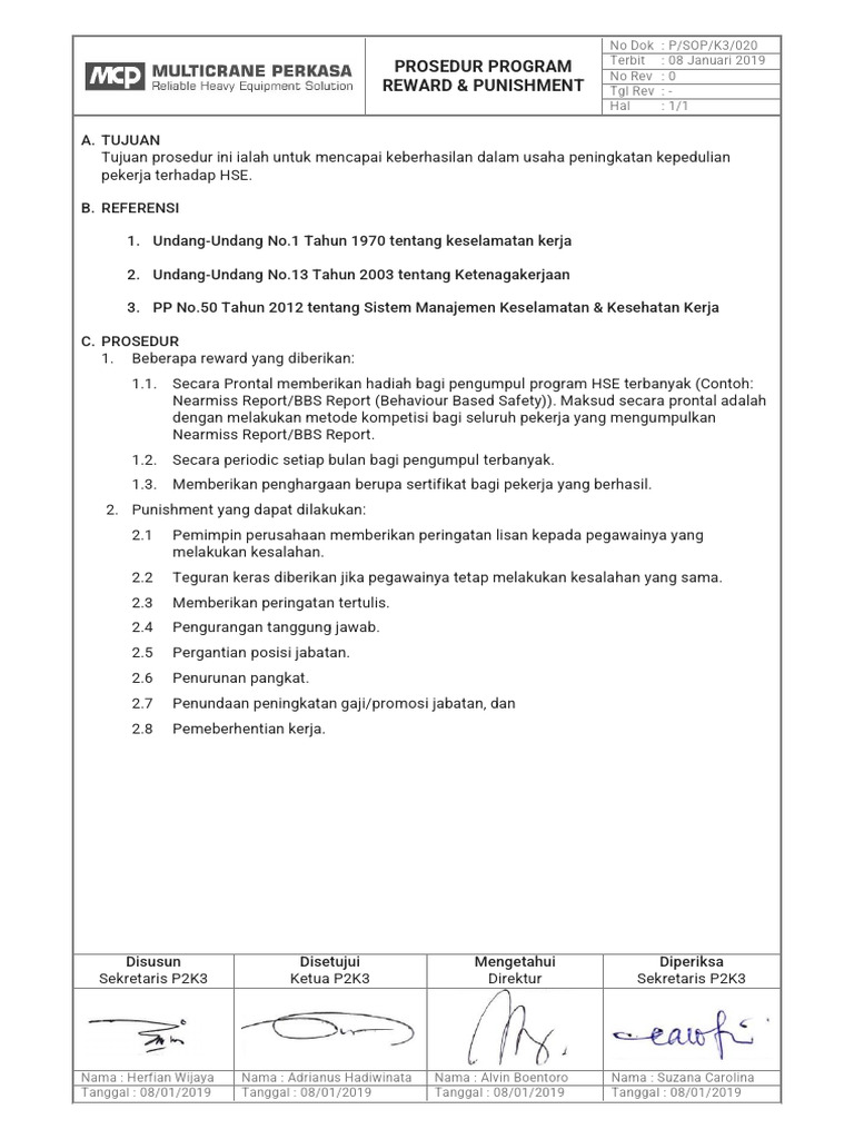 Program Reward Dan Punishment HSE | PDF