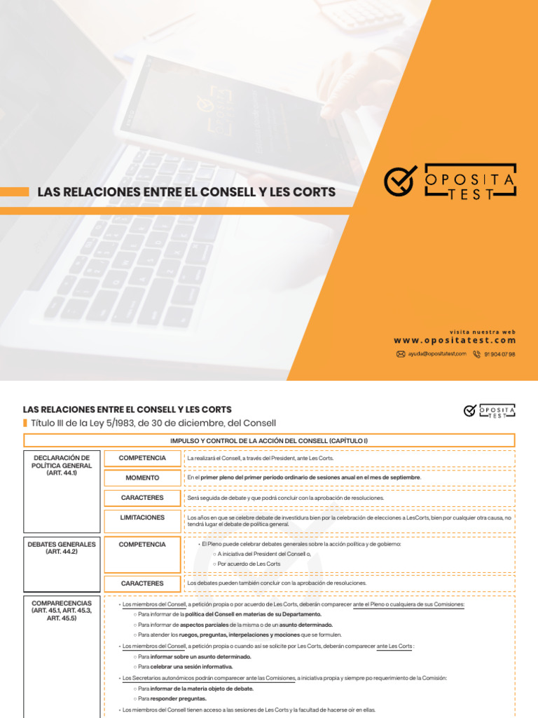 De Las Relaciones Entre El Consell y Les Corts Valencianas | PDF | Gobierno de españa | España