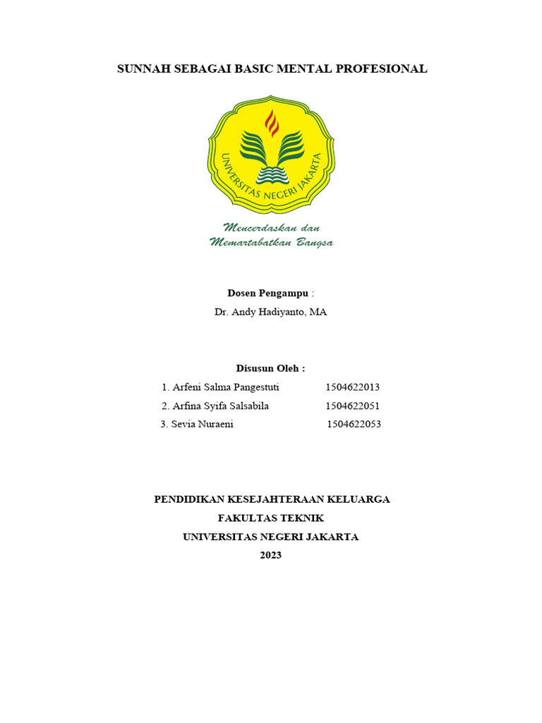 Sunnah Sebagai Basic Mental Profesional (Makalah Kelompok 6) | PDF