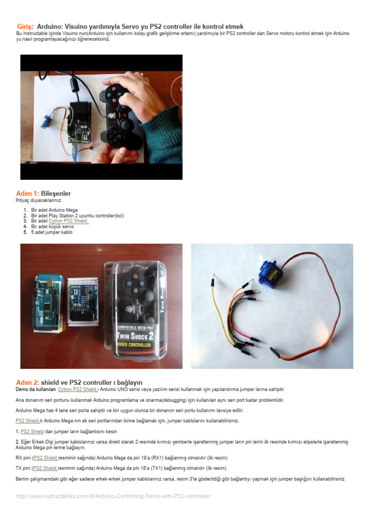 Arduino-PS2 Kontrol Cihaziyla Servo Motoru Kontrol Etme | PDF