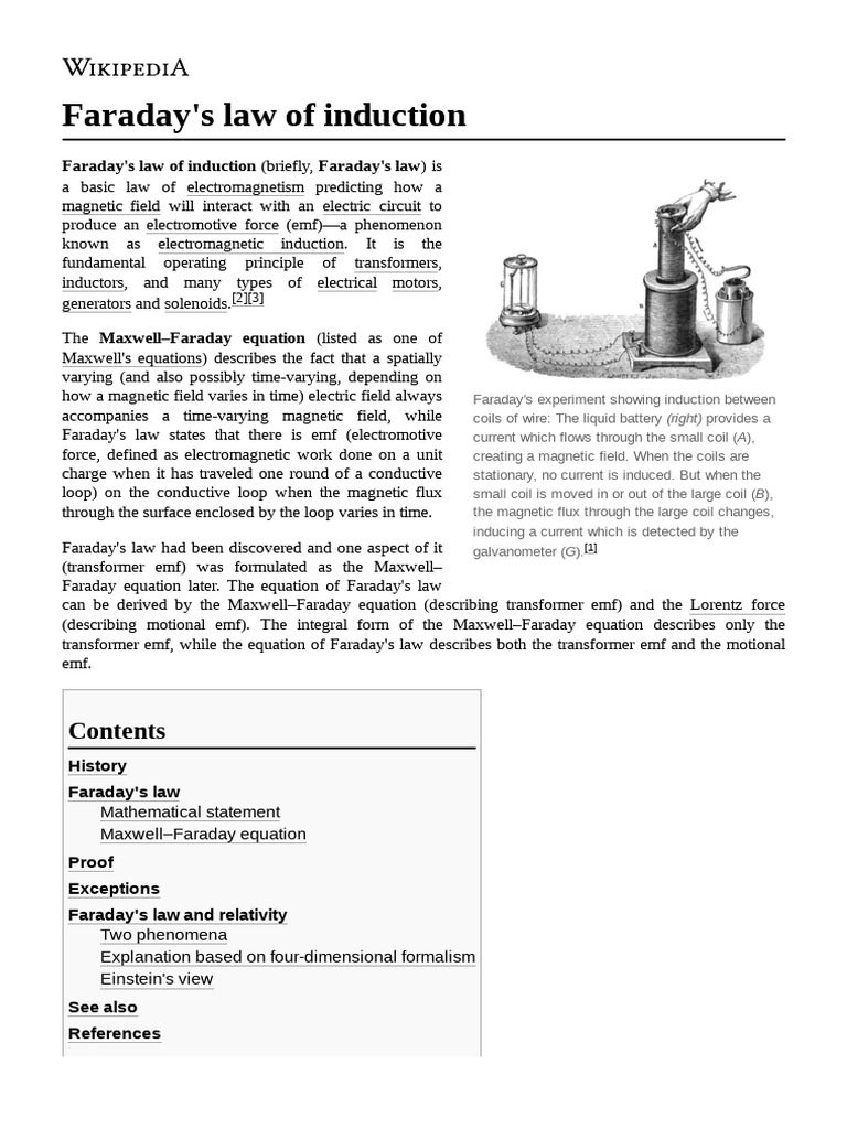 Faraday's Law of Induction | PDF | Electromagnetic Induction | Magnetic ...