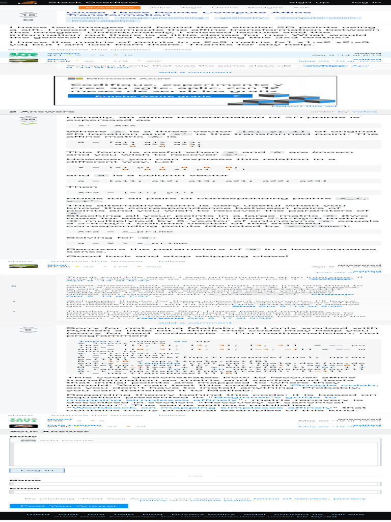 Given Three Points Compute Affine Transformation Stack Overflow Pdf Theoretical Computer