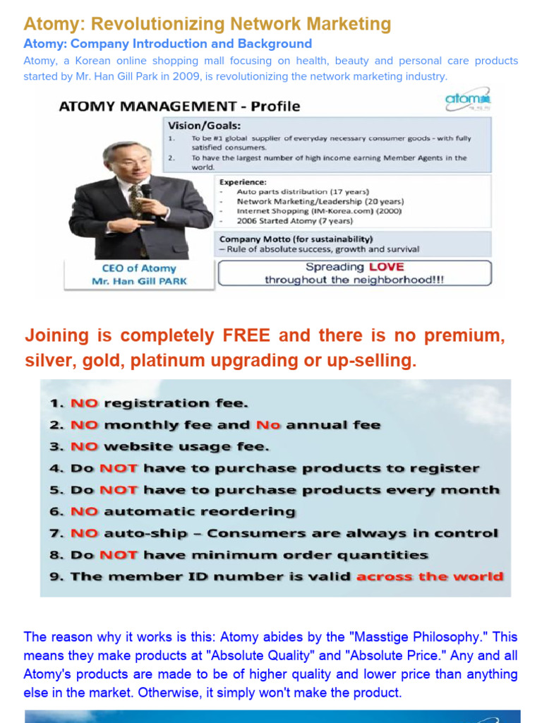 Atomy - Revolutionizing Network Marketing | PDF