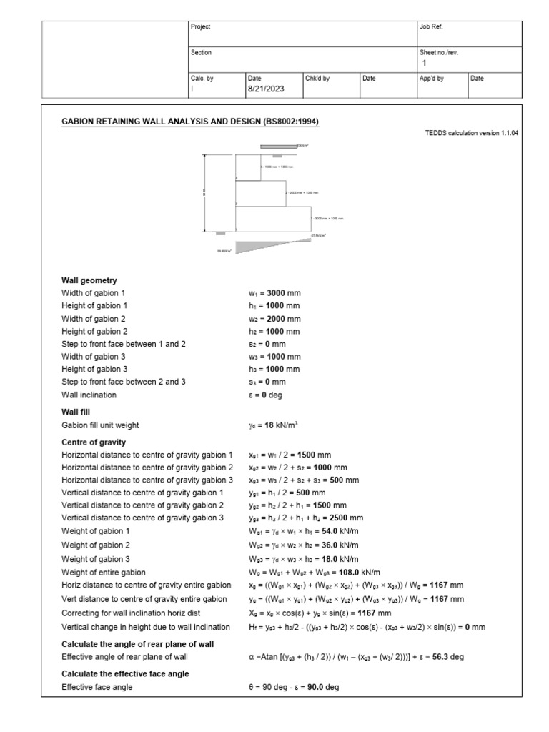 Gabion Retaining Wall Type 3.0m | PDF | Mechanical Engineering | Physical Quantities
