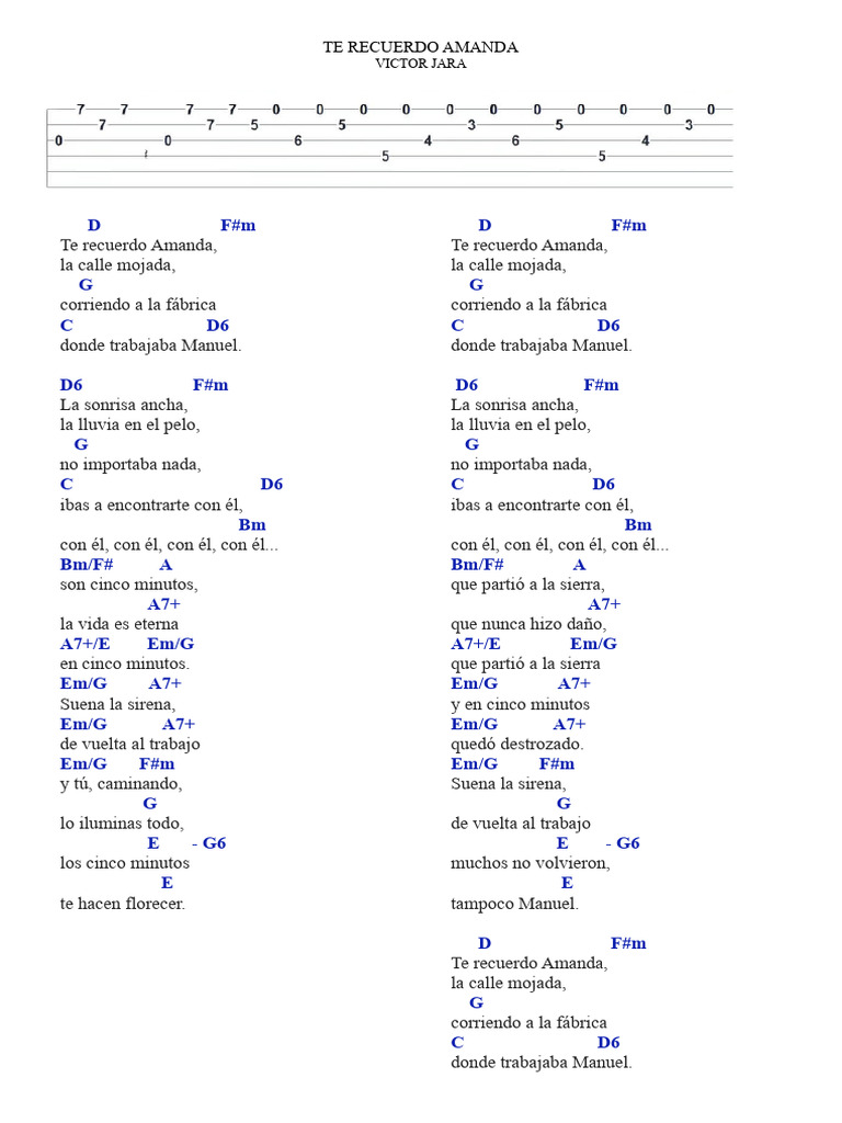Te Recuerdo Amanda | PDF