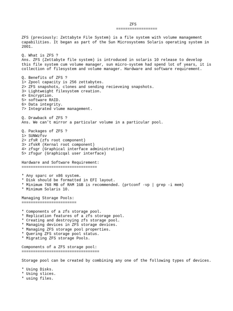ZFS | PDF | File System | Computing