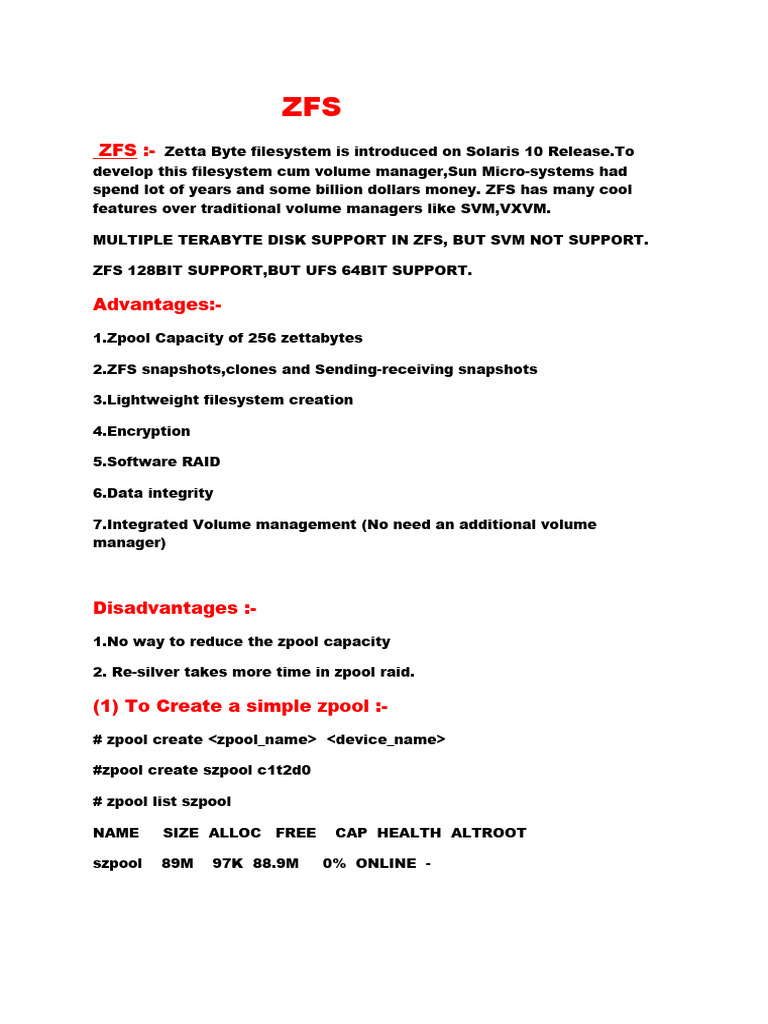 ZFS Command | PDF | Computer Data Storage | Computer Science