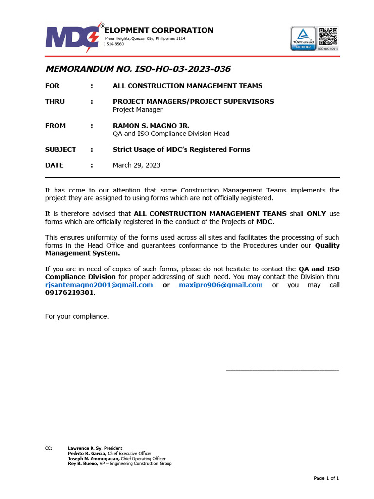 Memo Form Usage | PDF