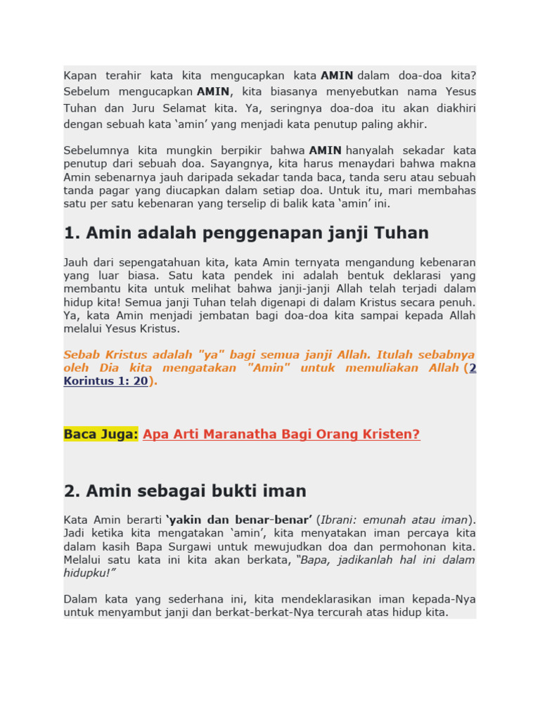 Kapan terahir kata kita mengucapkan kata Amin | PDF